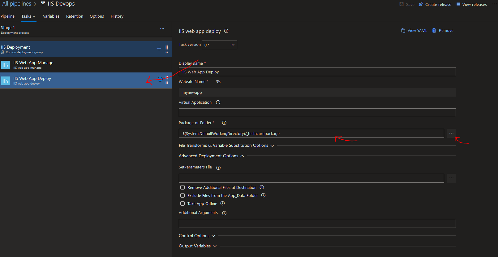 Deploy IIS site with Azure Devops and Azure Artifacts
