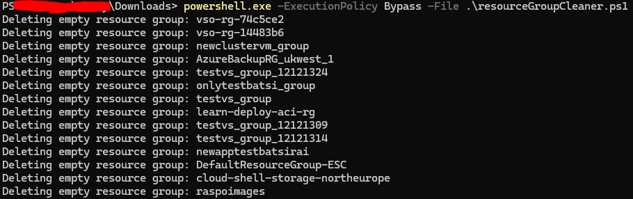 Azure Batch Delete Empty Resource Groups